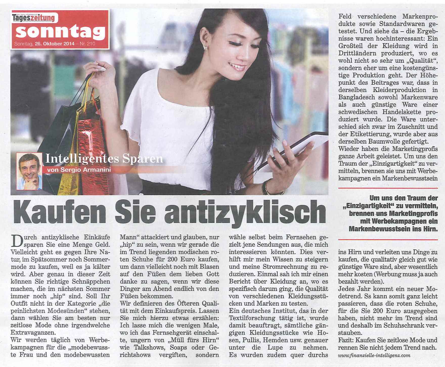 Rubrik auf der Tageszeitung